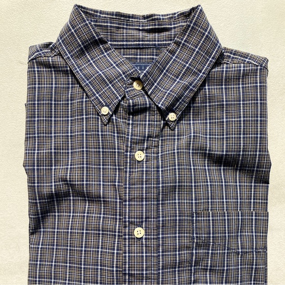 Basic Editions | Shirts | Basic Editions Navy Gold White Button Up Sm | Poshmark